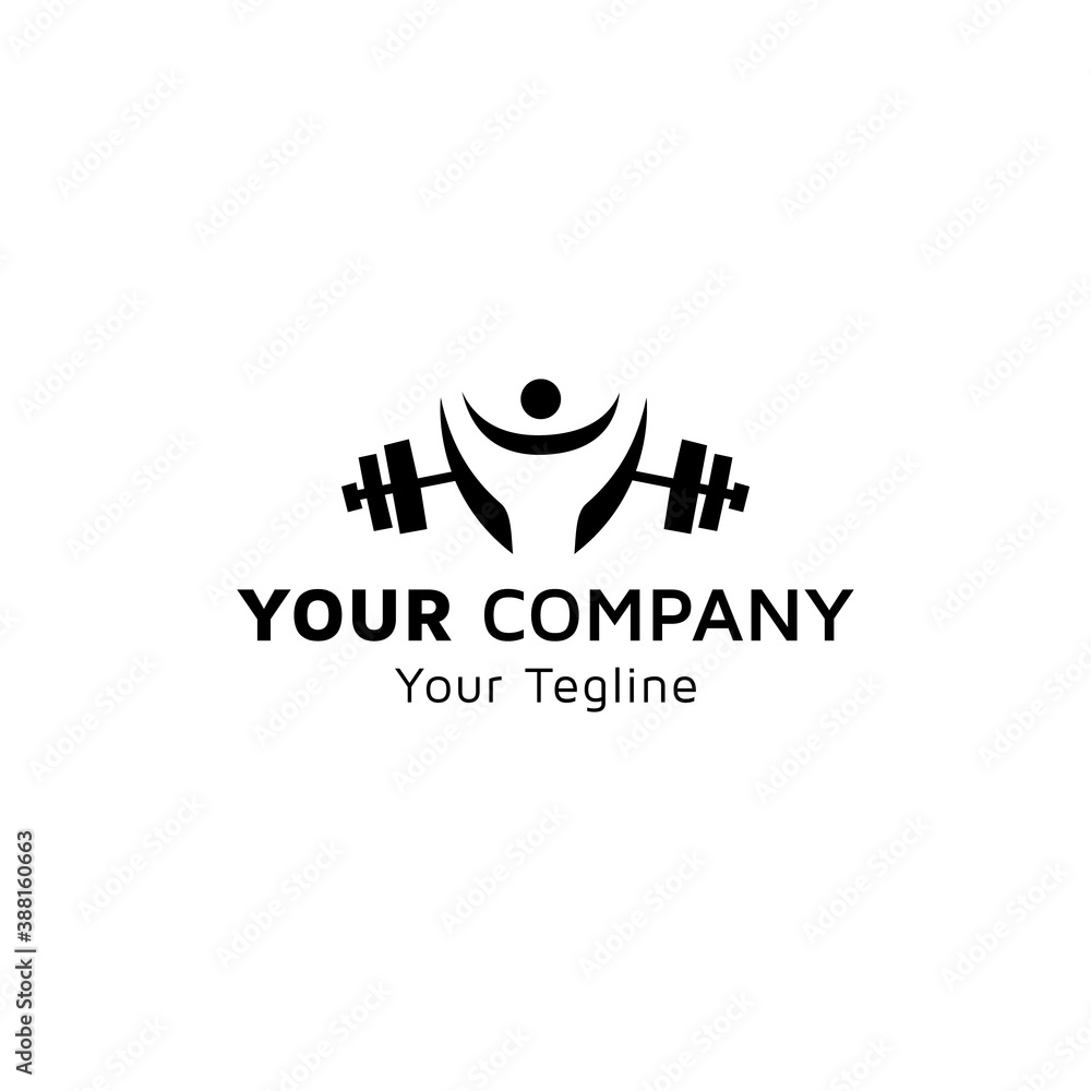 Yoga logo with physical fitness dumbbell icon, Physical Fitness logo ...