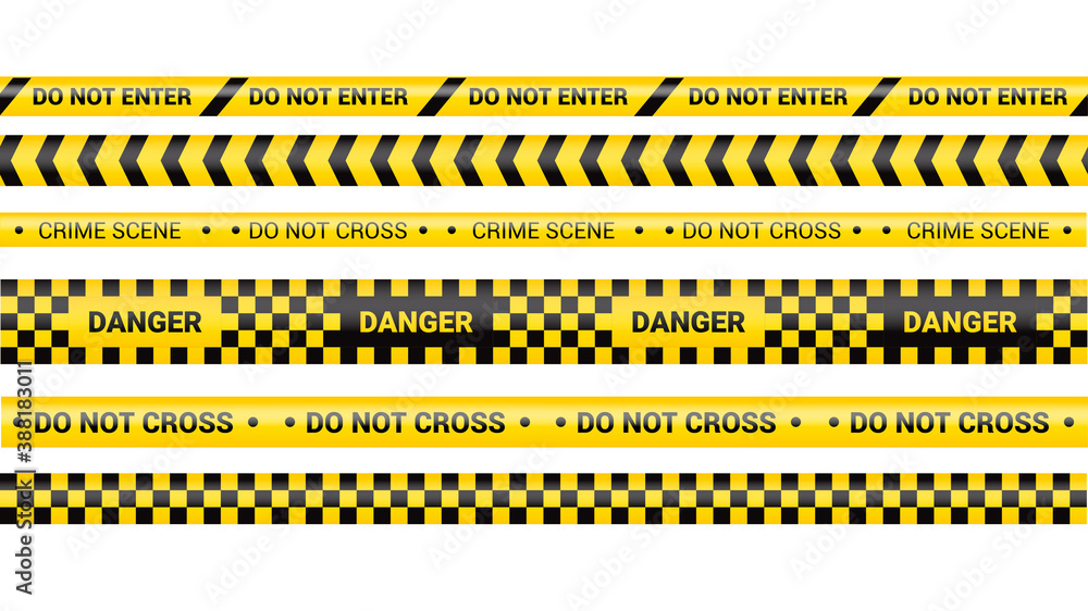 Police tape, crime danger line. Caution police lines isolated. Warning ...
