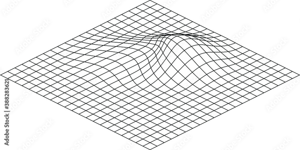 Distorted grid pattern. Technology, science, game background. Black and ...