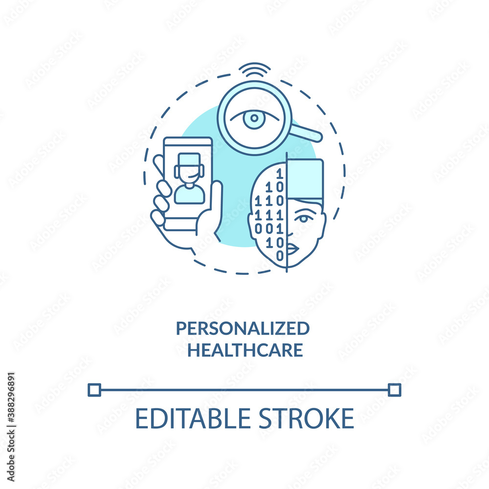 Personalized healthcare concept icon. Future digital medical system ...