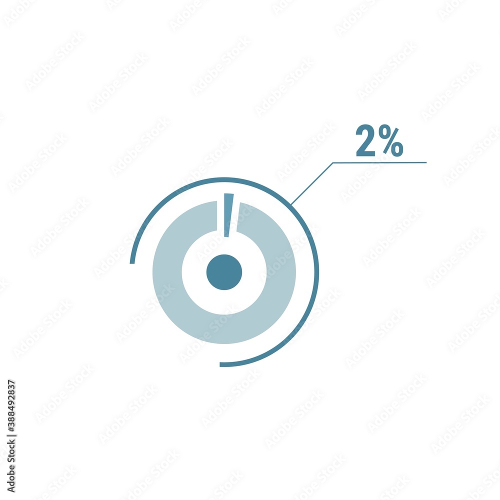 Two percent chart, 2 percentage diagram, vector circle chart design Stock Vector | Adobe Stock