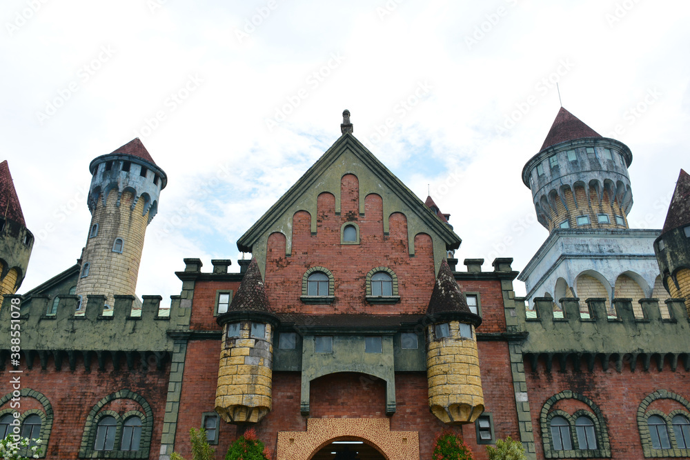 Fantasy world theme park castle facade in Batangas, Philippines Stock ...