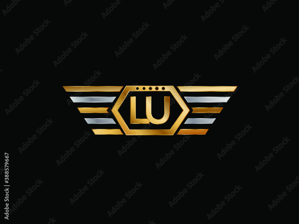 LU Letter Initial with Royal Template. elegant with wing logo vector ...