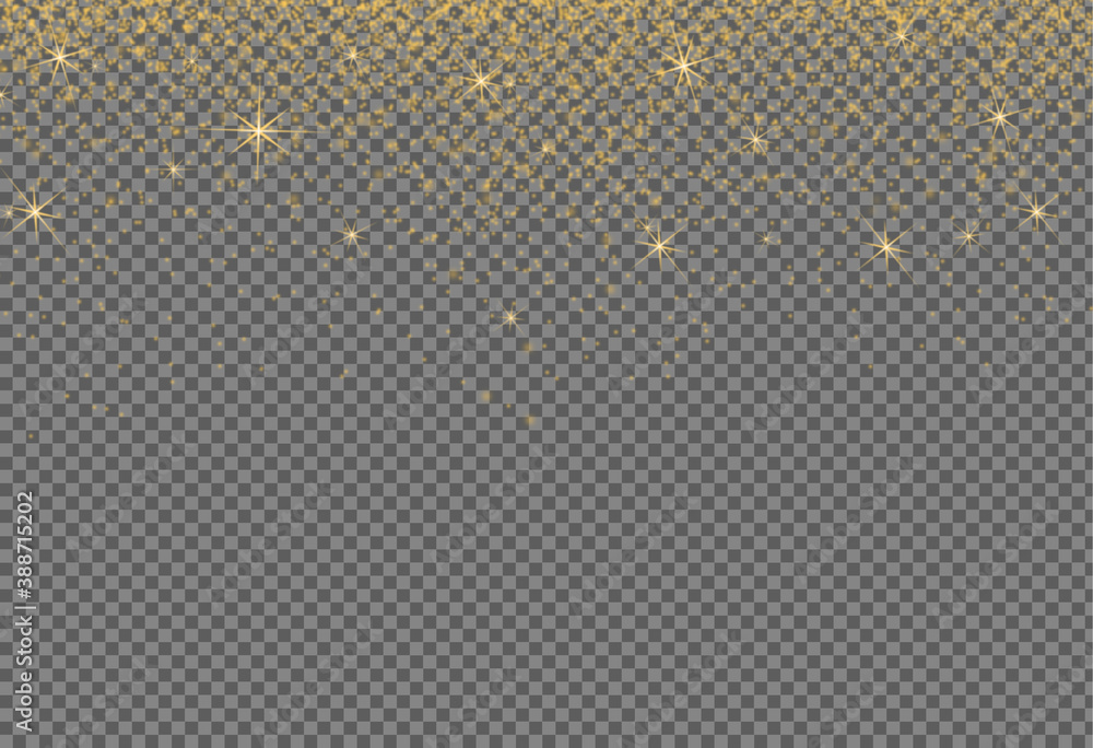 Vektor Gold glitter particles isolate on png or transparent background with sparkling snow, star ...