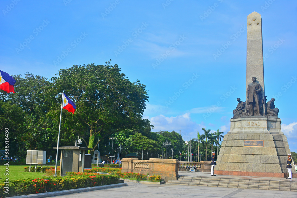 Jose Rizal statue monument at Rizal park in Manila, Philippines Stock ...