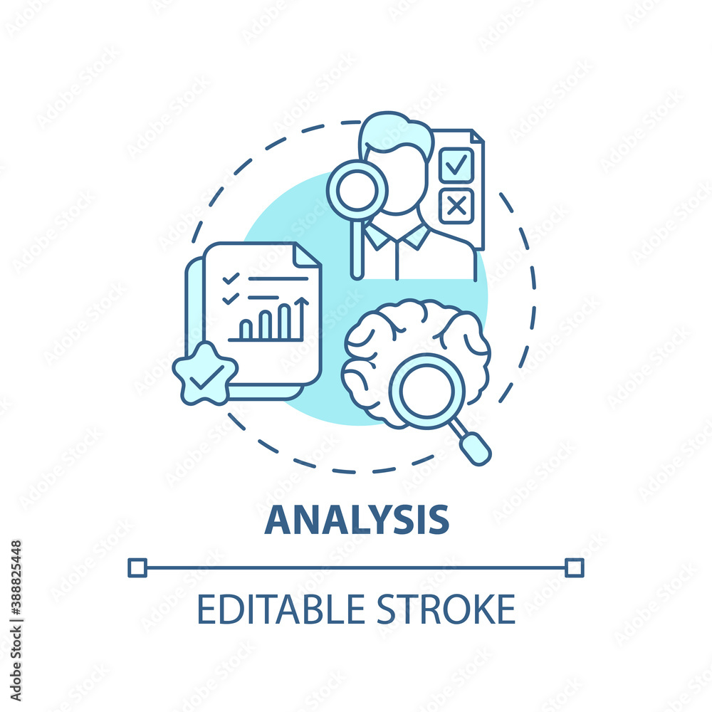 Analysis concept icon. Creative thinking types. Checking incoming datum ...