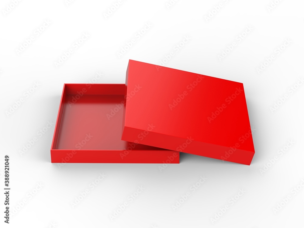 Thin square packaging box mockup, red cardboard package box mock-up ...