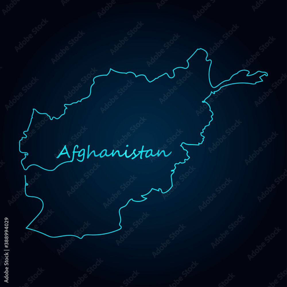 Abstract map of Afghanistan - one line drawing. Vector illustration ...