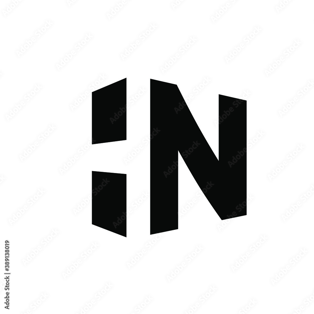simple initial letter luxury hn monogram logo design isolated with ...