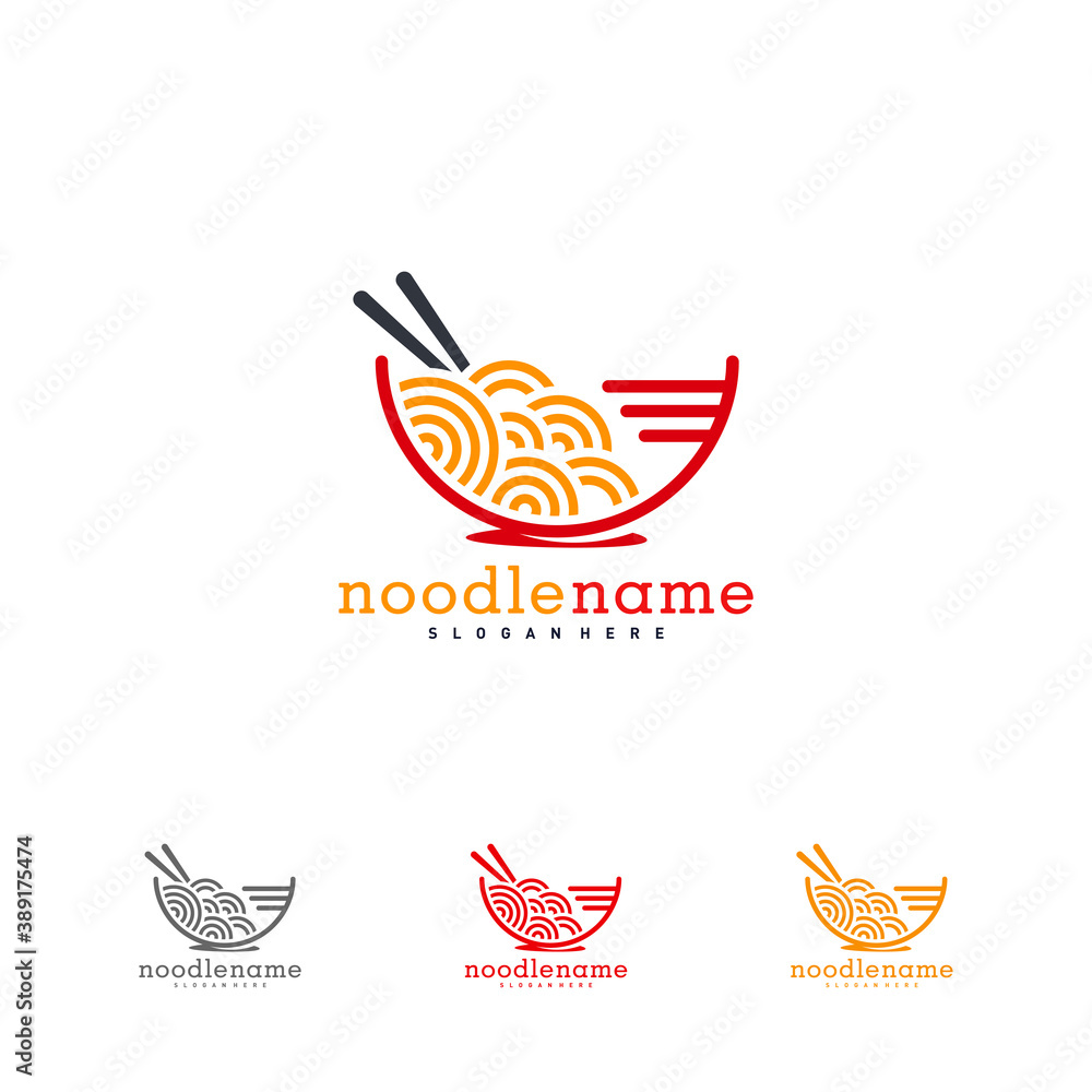 noodle food logo design vector, Illustration Noodle design template ...