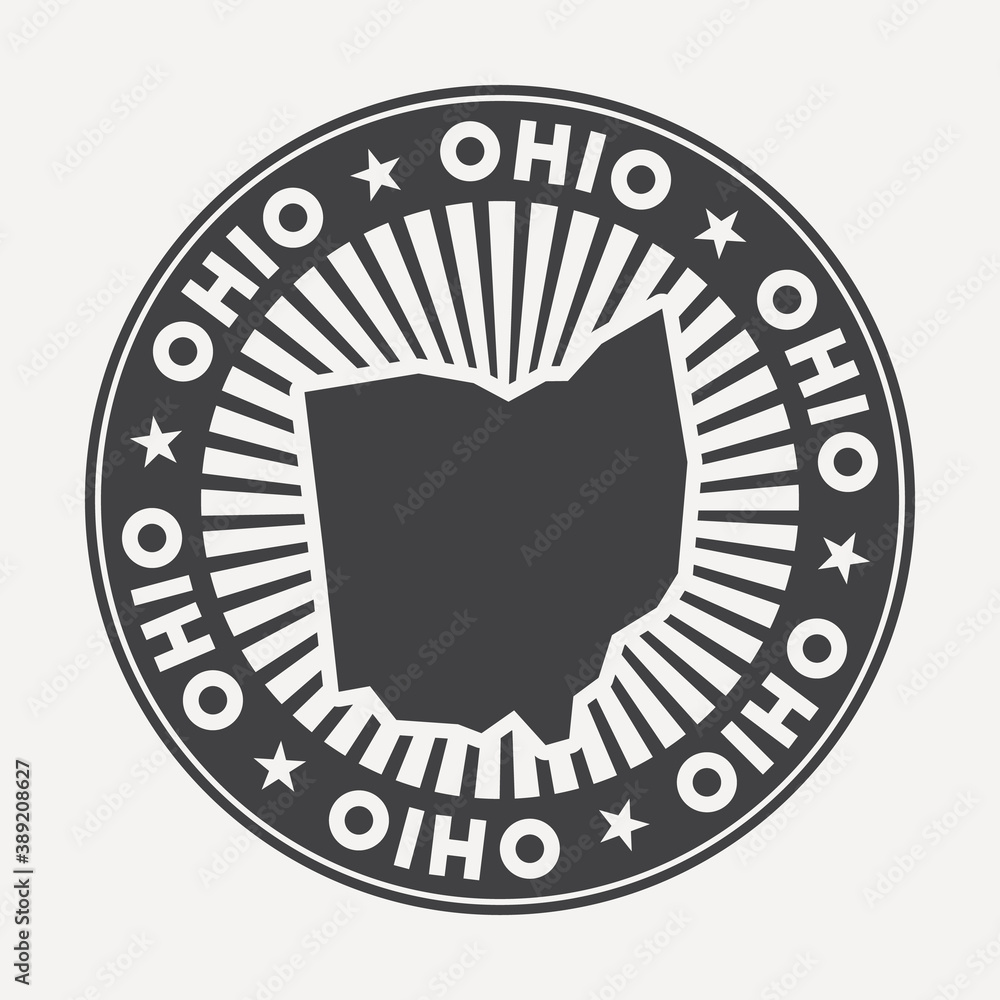 Ohio round logo. Vintage travel badge with the circular name and map of ...