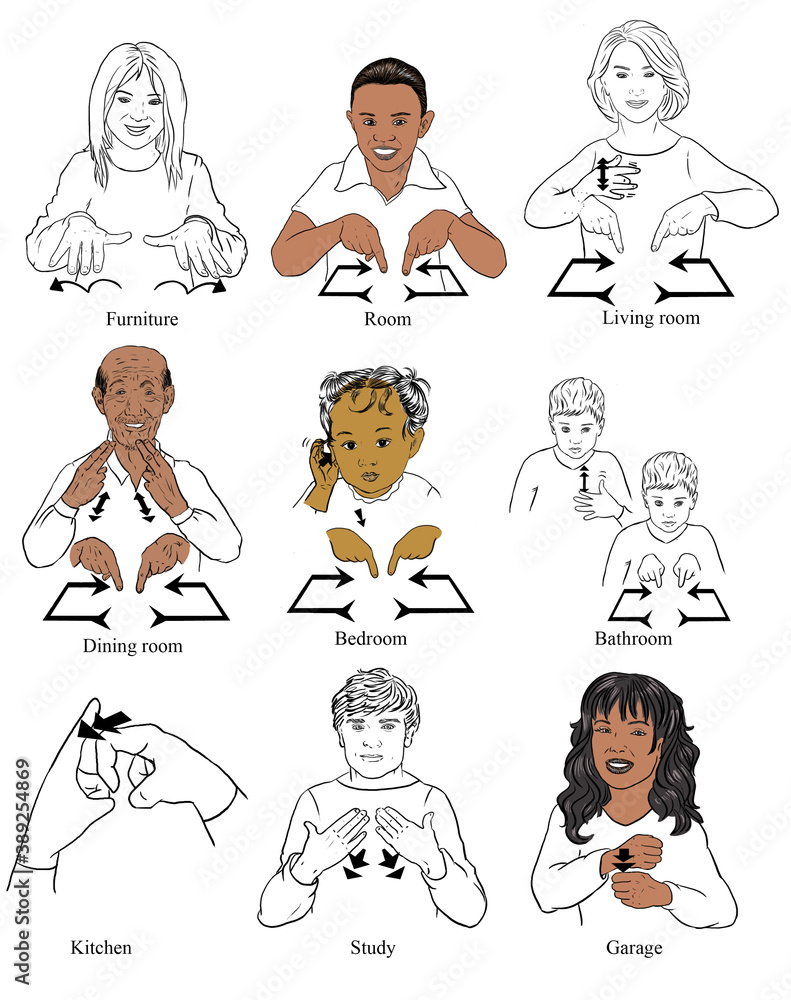 BSL illustrations series 'Rooms in the house', British Sign Language ...