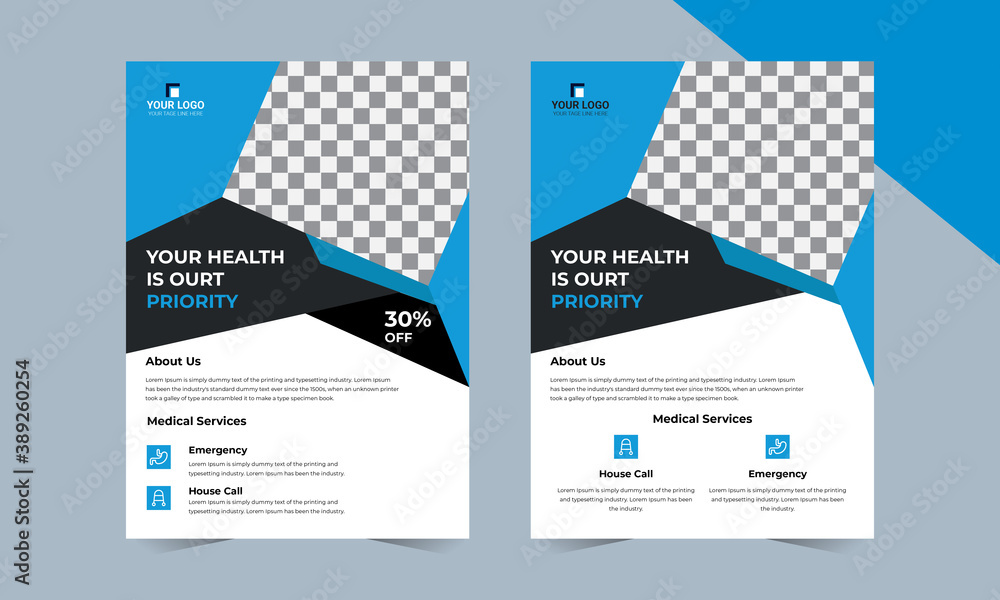 Medical Health care flyer poster template design, report leaflets cover ...
