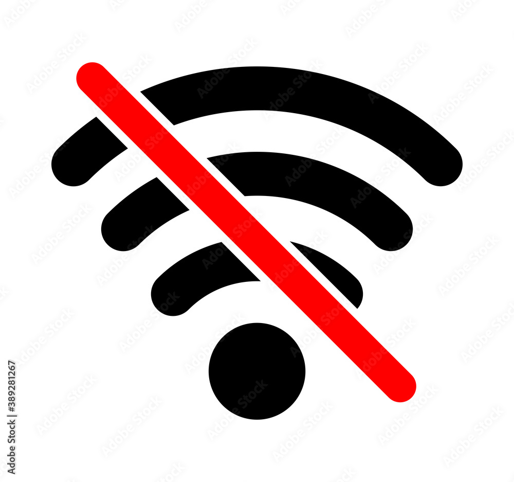 No wifi icon. No wi-fi sign symbol. Vector illustration isolated on ...