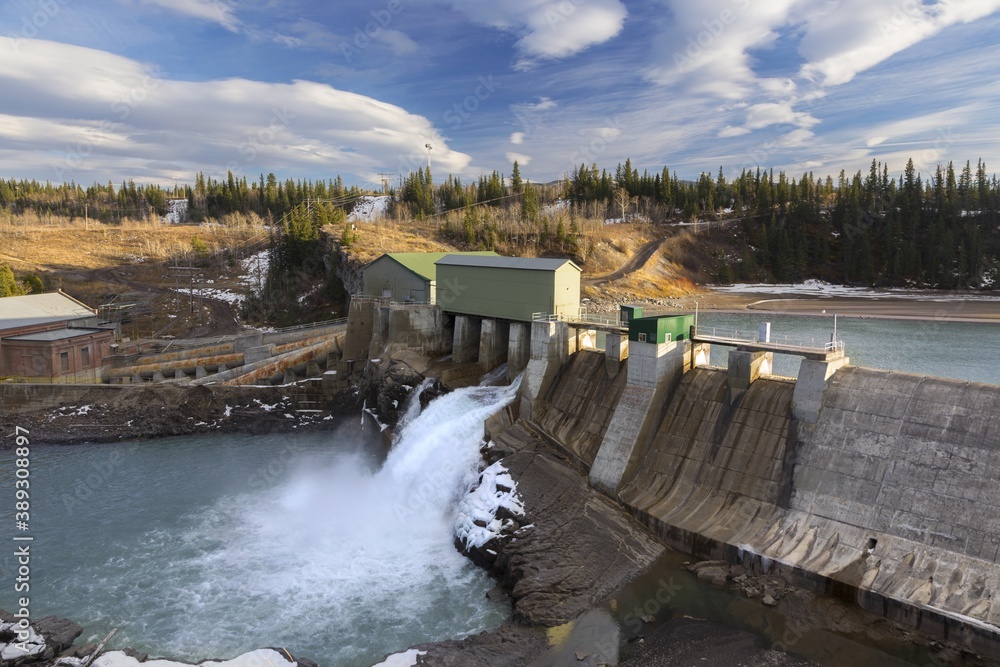 Landscape View of Horseshoe Falls Dam at Bow River, Rocky Mountains ...