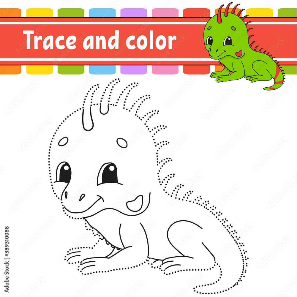 Trace and color. Coloring page for kids. Handwriting practice ...