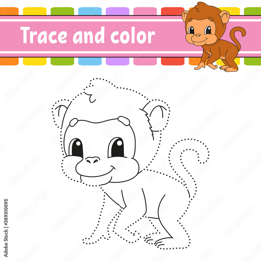 Trace and color. Coloring page for kids. Handwriting practice ...