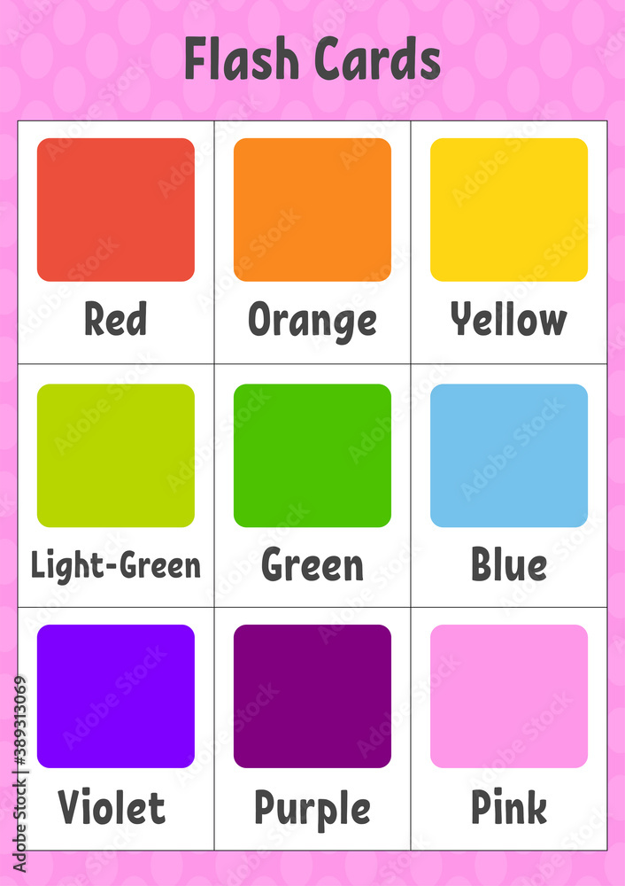Flash cards. Learning colors. Education developing worksheet. Activity ...