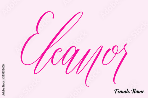 Eleanor-Female Name Calligraphy Cursive Dork Pink Color Text on Light ...