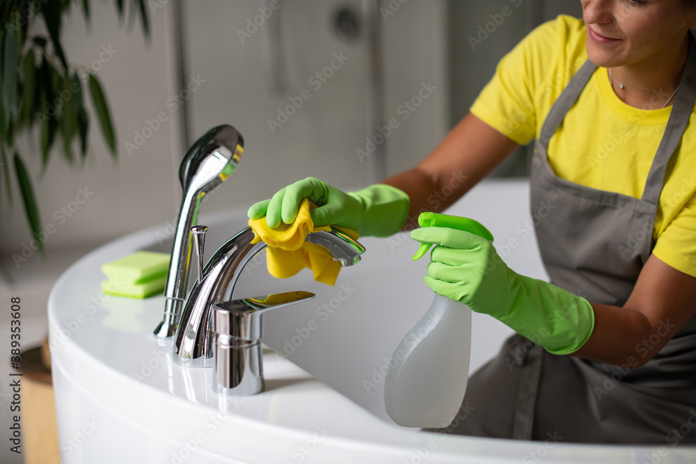 Professional cleaning of the bathroom and toilet. Cleanliness and ...