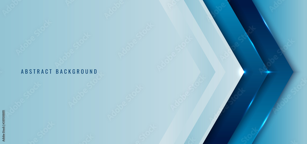 Banner web template blue angle arrow overlapping layer with lighting ...