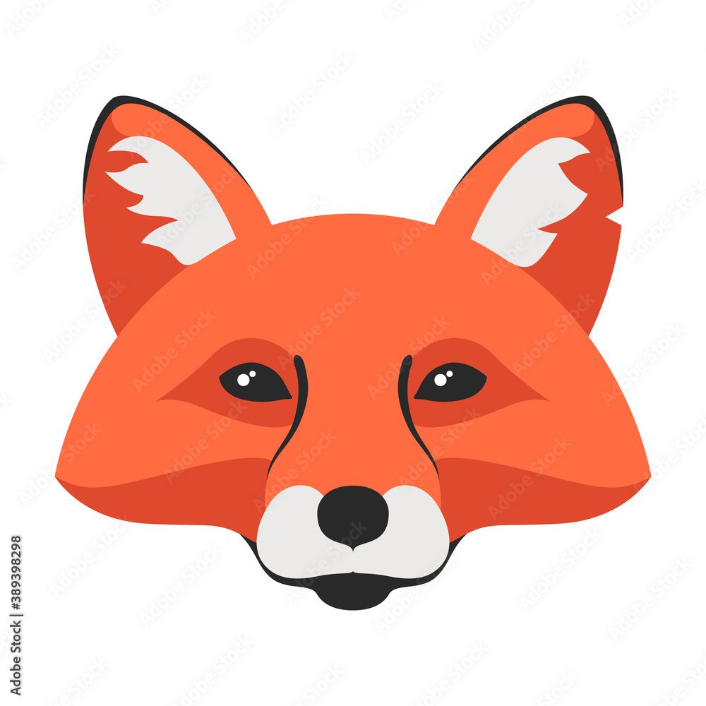 Fox face simple portrait. Cartoon vector clip art of a beautiful ...