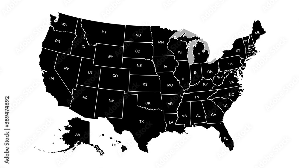 Usa states map. Infographic USA map with white states. Poster vote ...