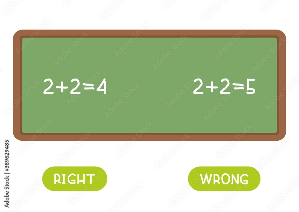 Stock-Vektorgrafik „RIGHT and WRONG antonyms word card vector template ...