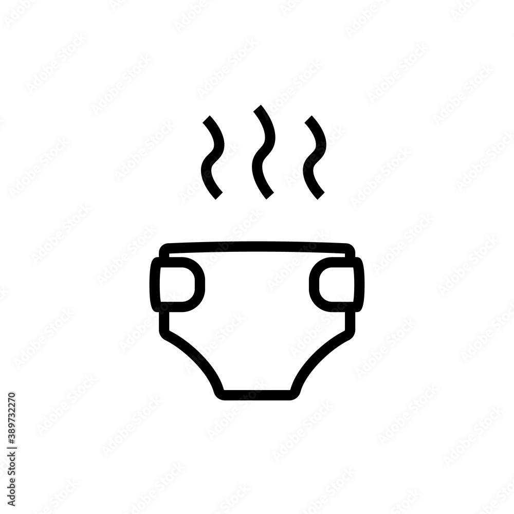 Dirty diaper line icon. Clipart image isolated on white background ...