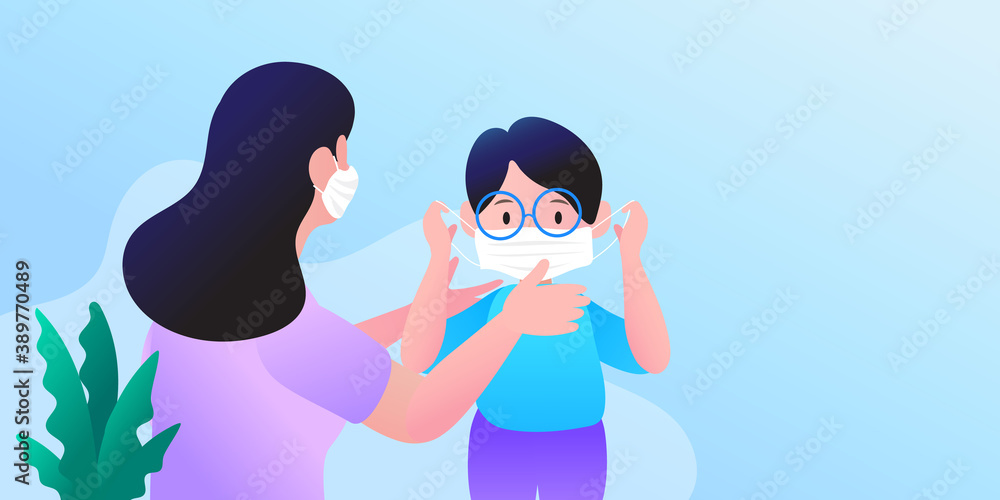 Teaching to wear mask properly. How to wear face mask. Protection ...