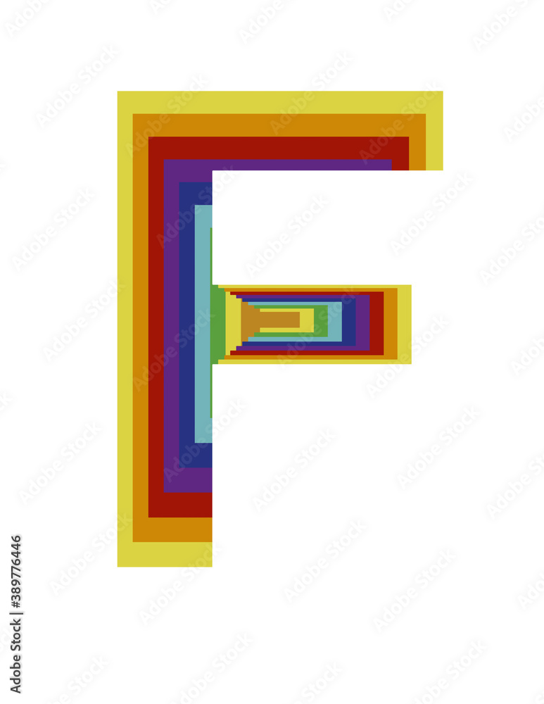 lines with the colors of the rainbow forming the letter F Stock ...