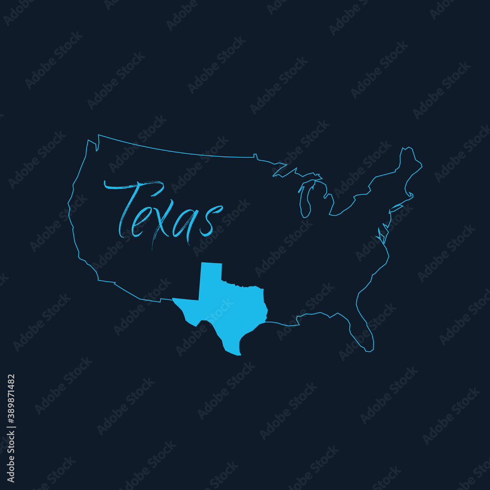 Texas state highlighted on United States of America map , USA ...