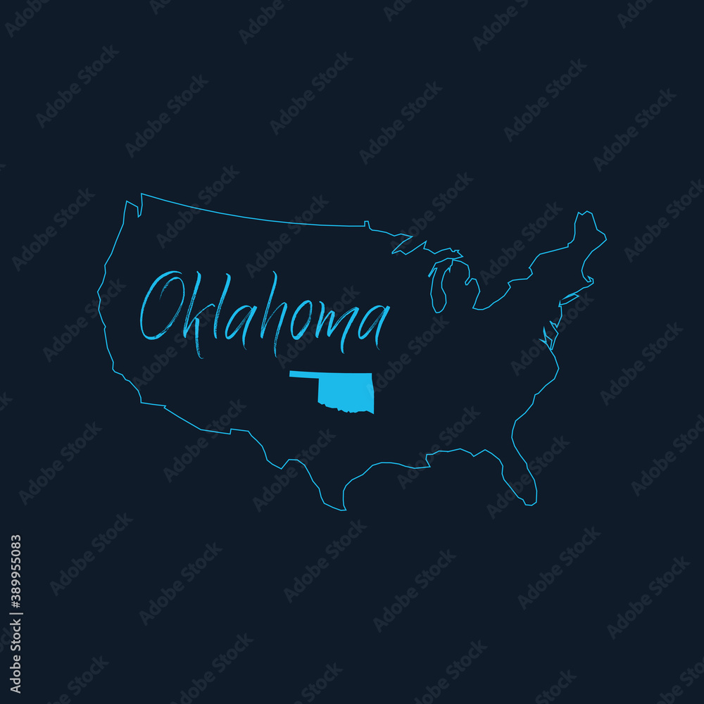 Oklahoma state highlighted on United States of America map , USA ...