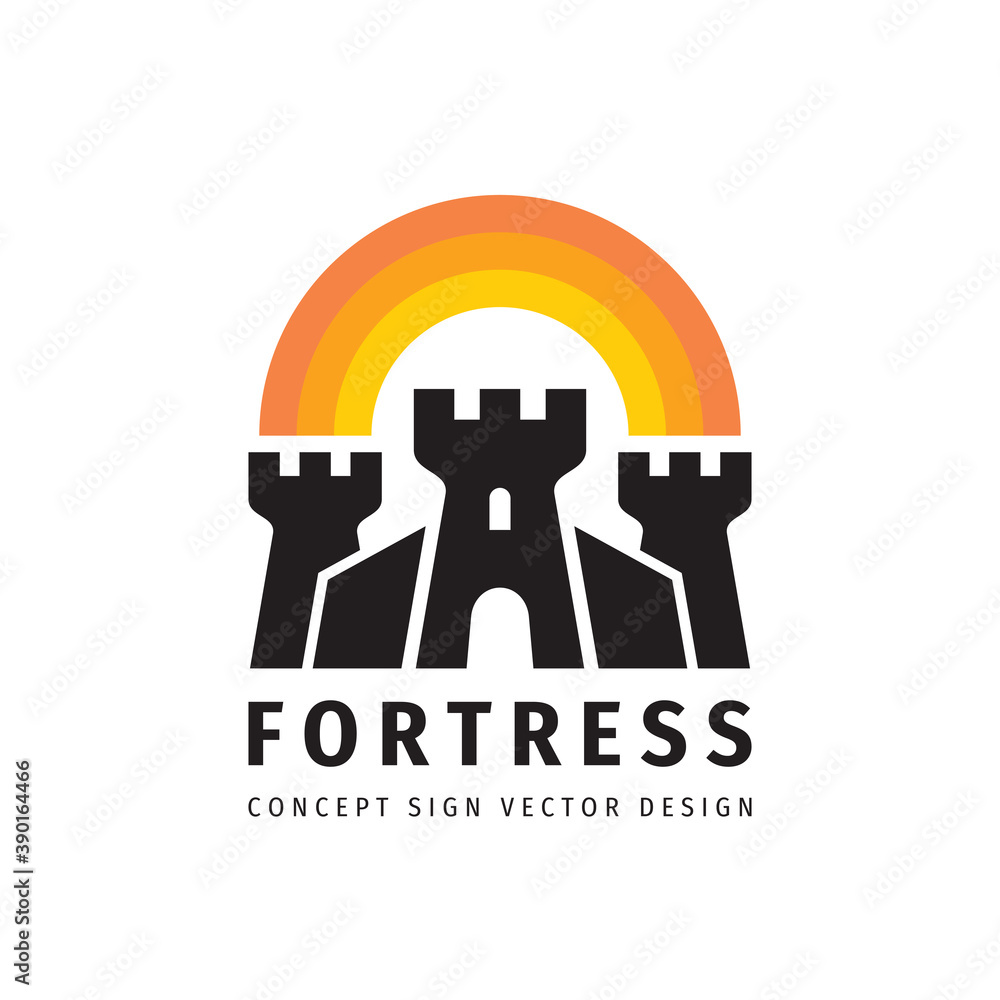 Fortress concept logo design. Castle logo sign. Tower logo symbols ...