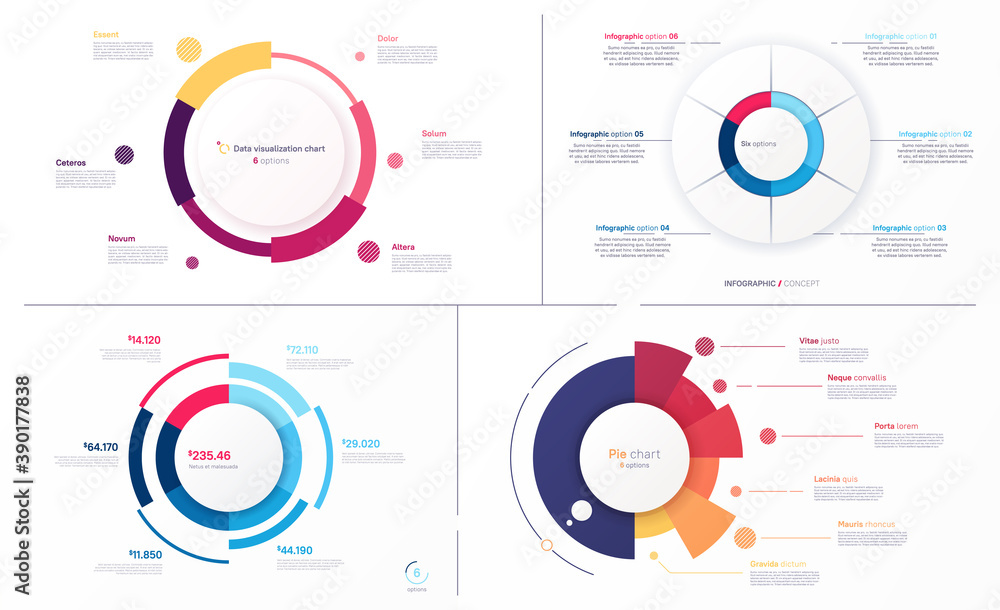 Set of vector circle chart designs, modern templates for creating ...