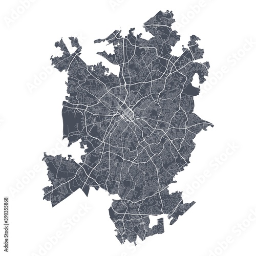 Charlotte map. Detailed map of Charlotte city poster with streets ...