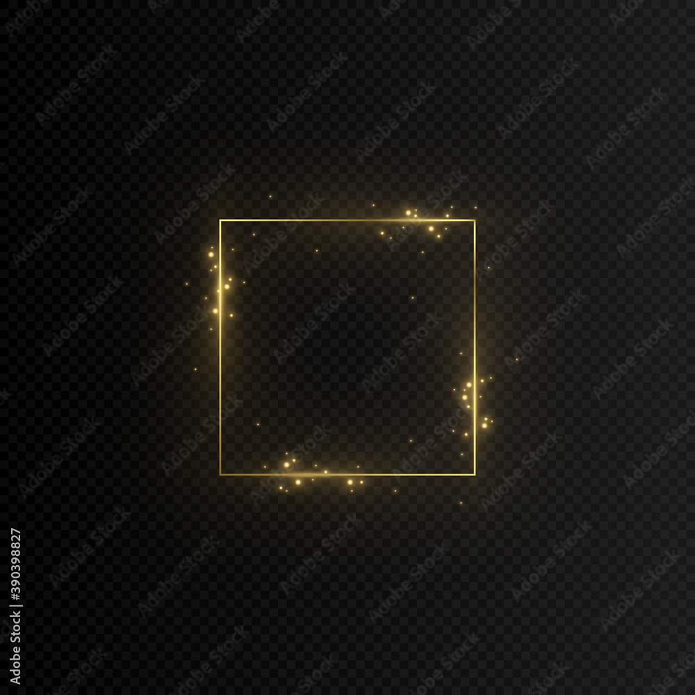 Vector gold frame. Christmas frame. Glowing frame on an isolated ...