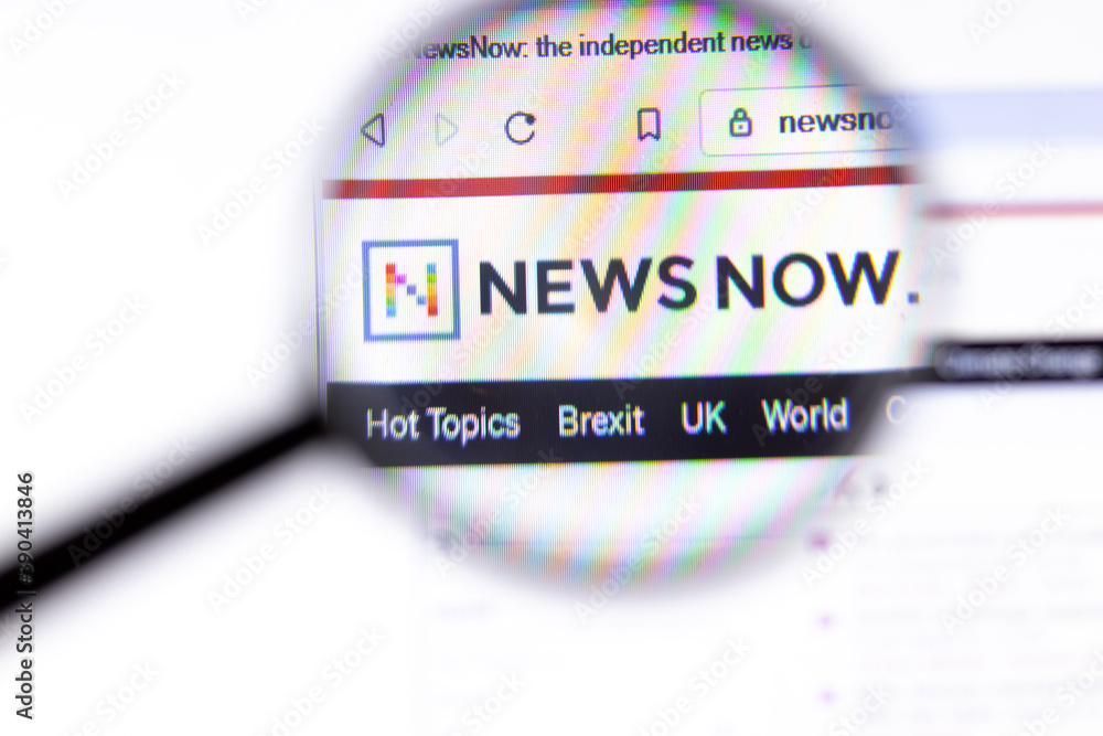 Los Angeles, California, USA - 18.02.2020: News Now website page with close up logo. Newsnow.co ...