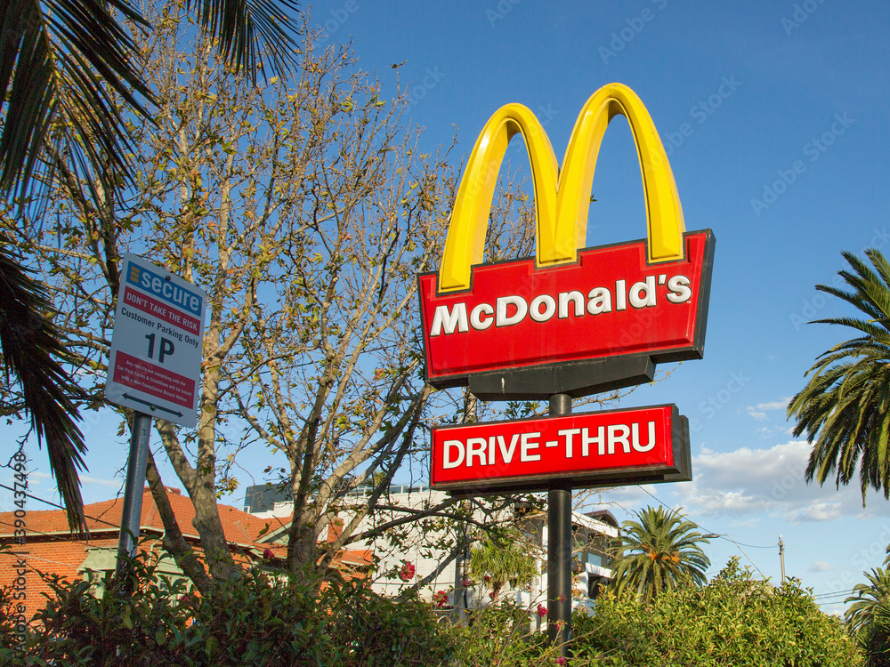 Melbourne, Australia: March 23, 2018: McDonalds drive through and ...