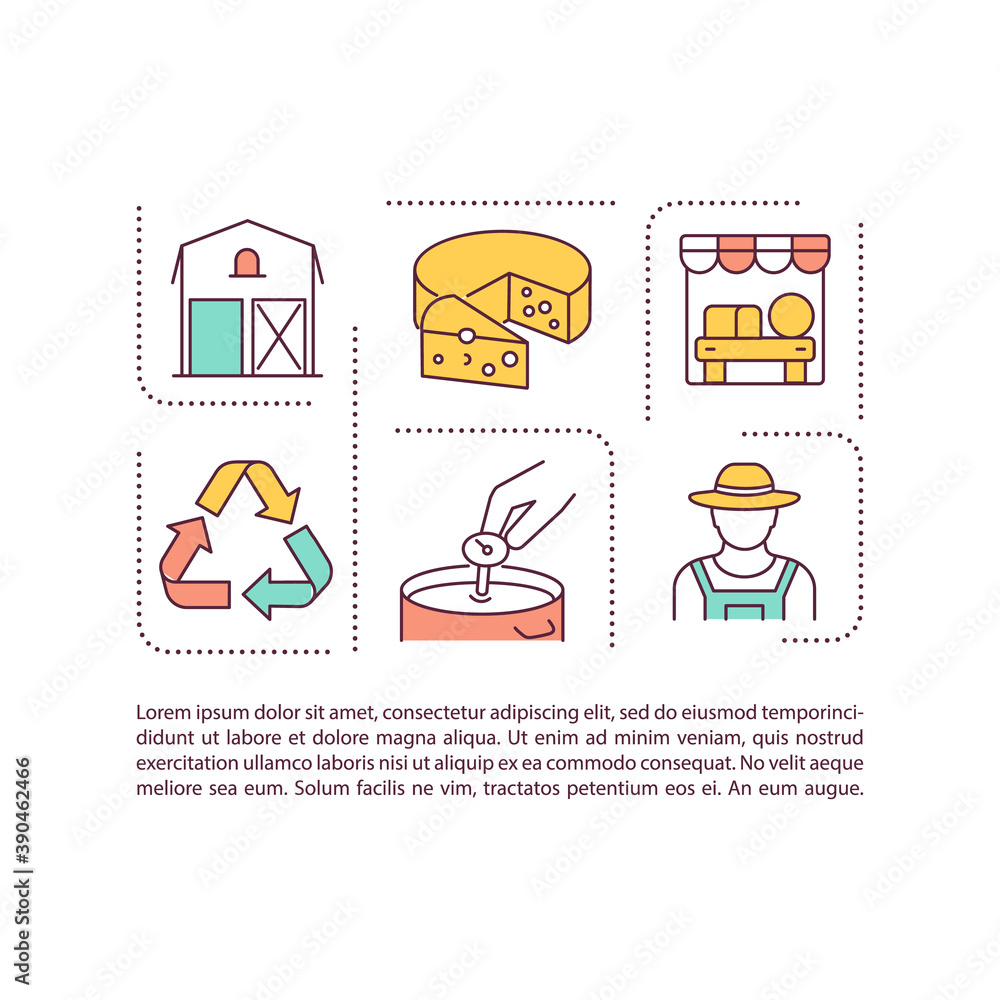 Cheese processing concept icon with text. Dairy product manufacturing ...