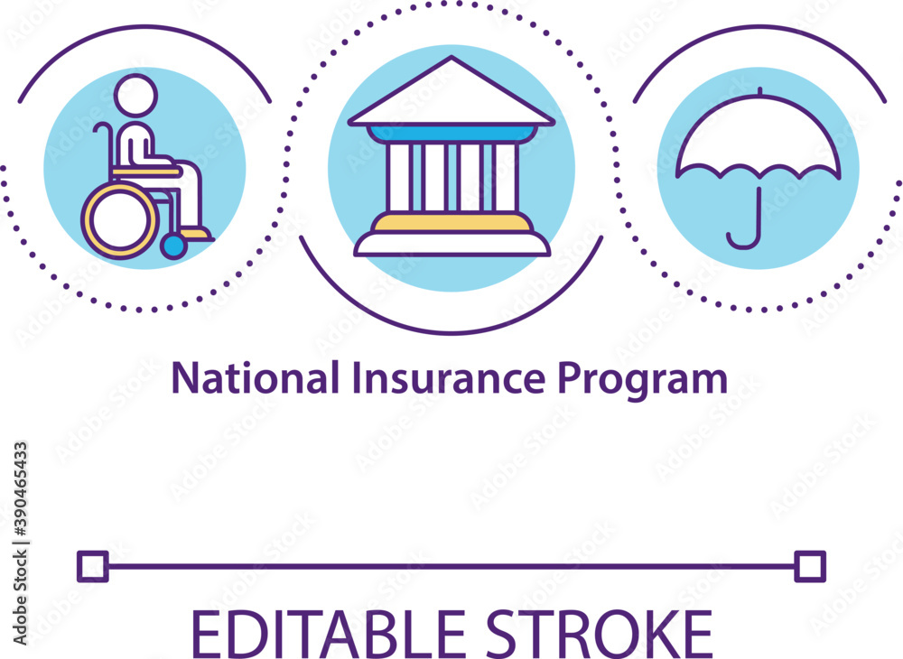 National insurance program concept icon. Disability benefits. Statutory ...