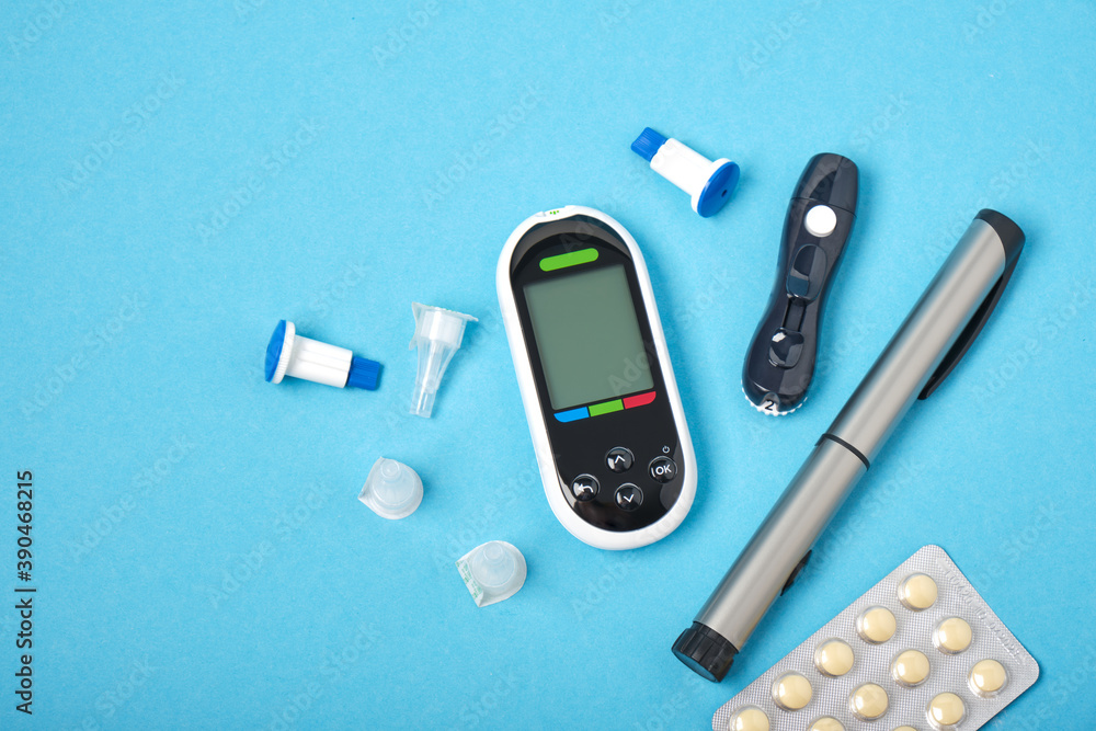 diabetic set of glucose meter monitor, lancet with spare needles ...