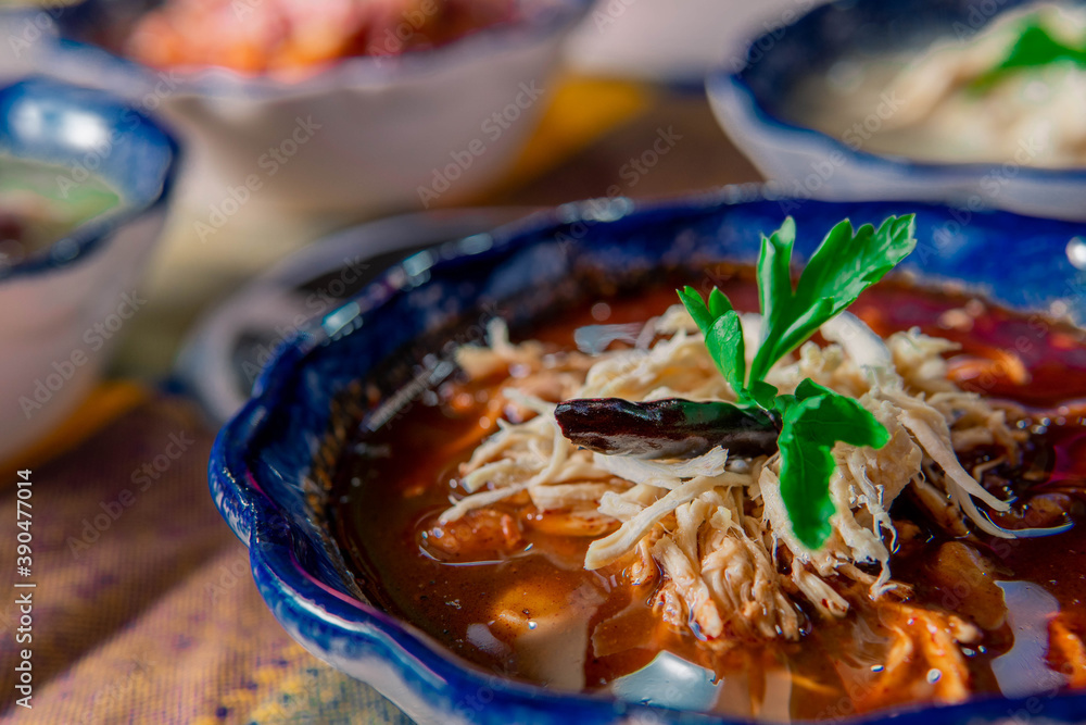 Pozole rojo, típica comida mexicana Stock Photo | Adobe Stock
