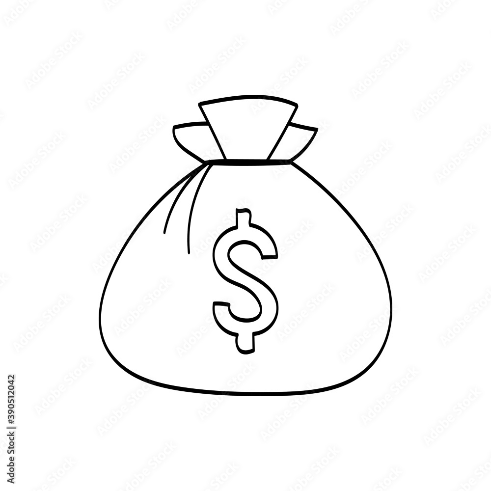 Money bag with dollars sign, concert of rich and greed, coloring page ...