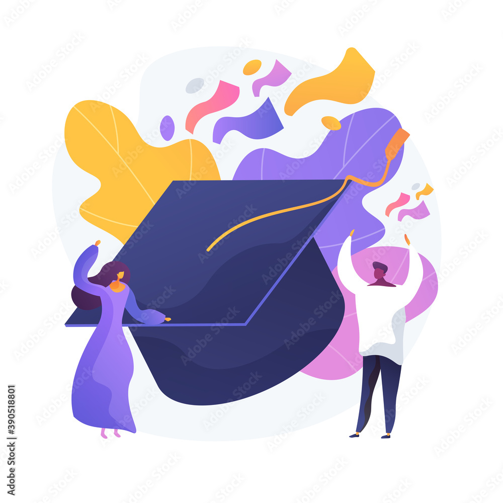 University graduation party. Bachelors and masters degree, education ...