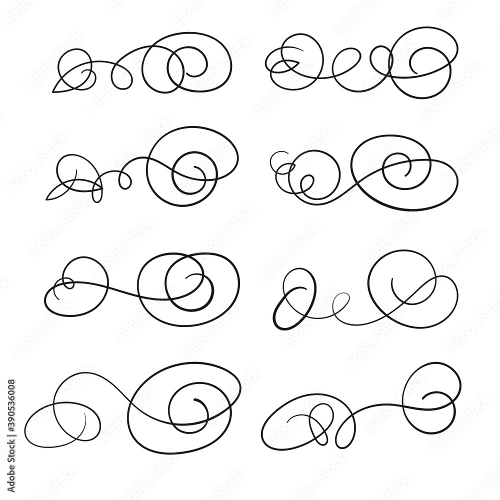 vintage swirl hand draw calligraphic vector set Stock Vector | Adobe Stock