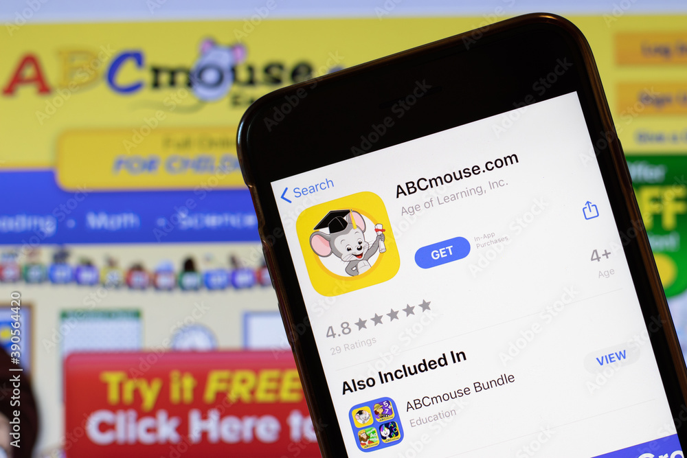 Los Angeles, California, USA - 24 March 2020: ABCmouse.com app logo on ...