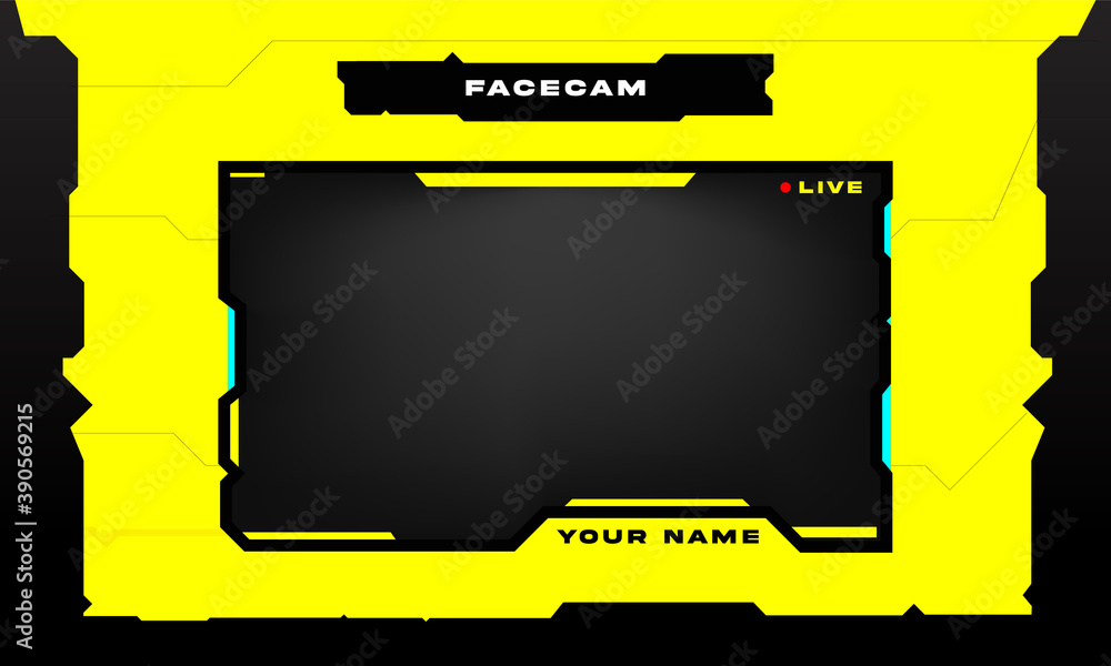 Stream Overlay Facecam yellow and black theme clean minimalist design ...