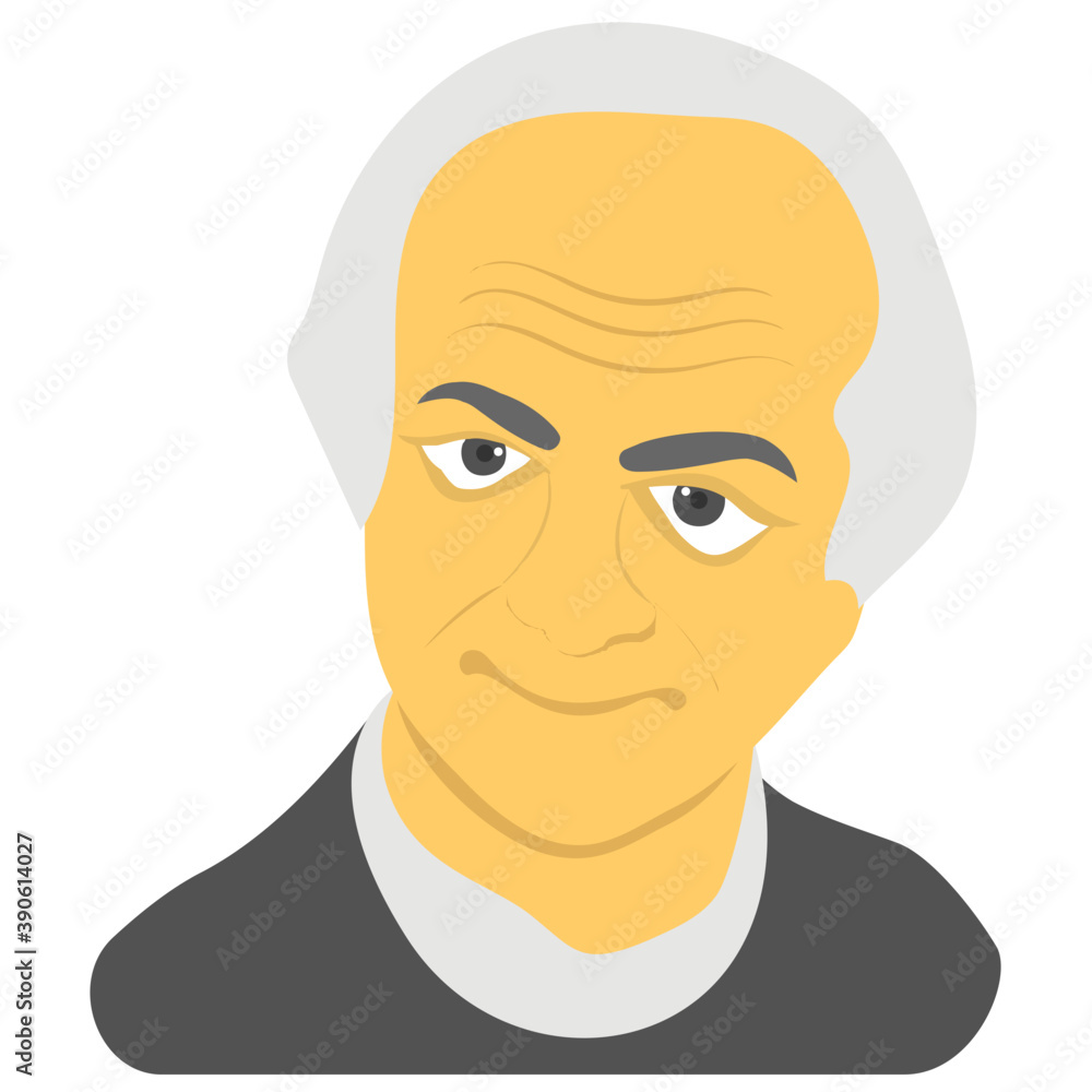 Vector de Stock Linus pauling avatar, a man with white hairs is showing ...