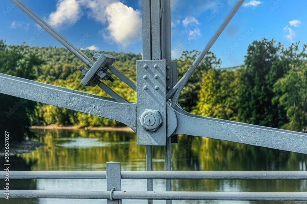 Truss connection on a bridge in Upstate NY in the town of Ouaquaga. Now ...